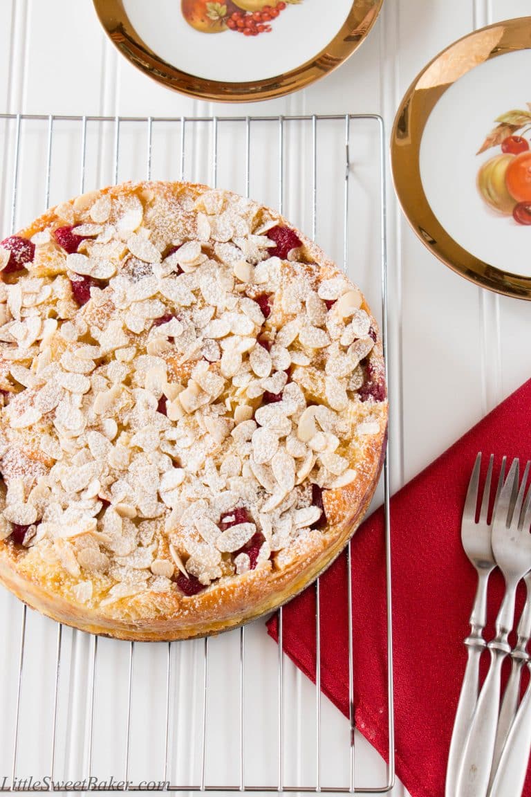 Almond Berry Croissant Cake (video) - Little Sweet Baker