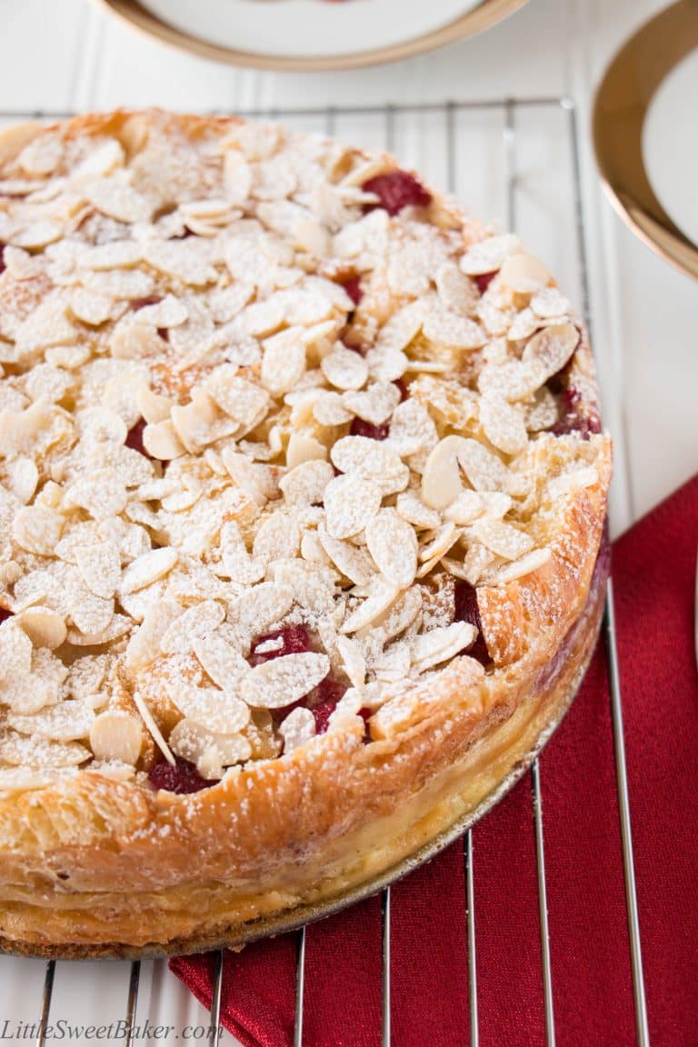 Almond Berry Croissant Cake (video) - Little Sweet Baker