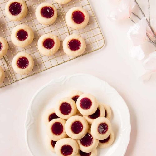 Raspberry Thumbprint Cookies (video) - Little Sweet Baker
