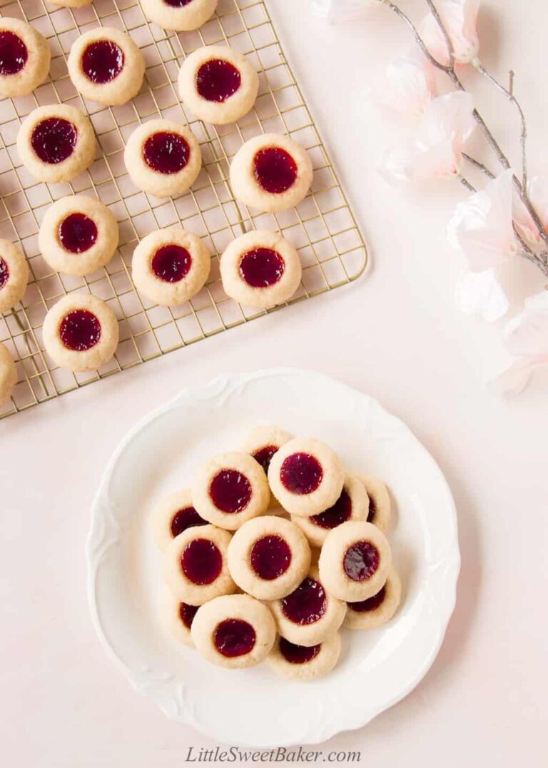 Raspberry Thumbprint Cookies (video) - Little Sweet Baker