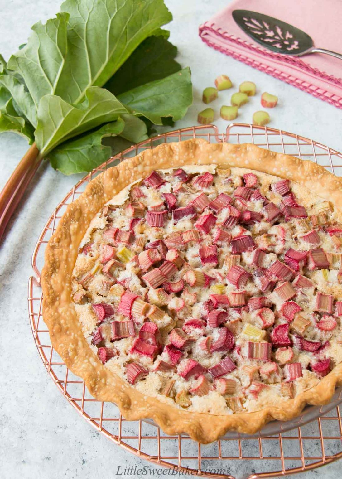 Rhubarb Custard Pie - Little Sweet Baker