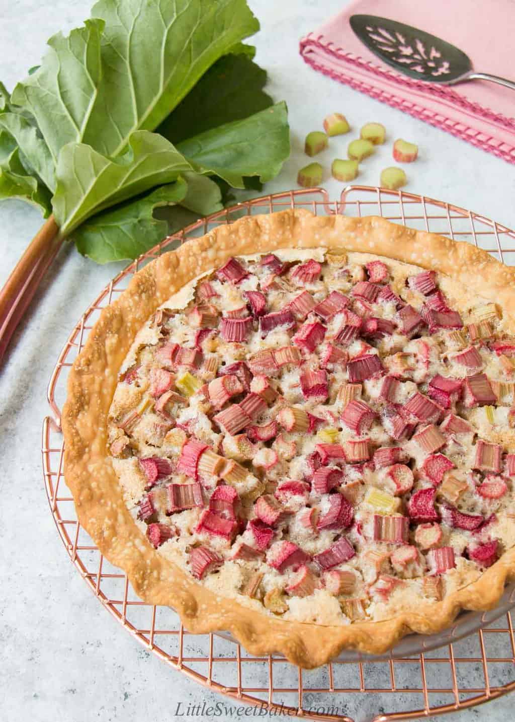 Rhubarb Custard Pie - Little Sweet Baker