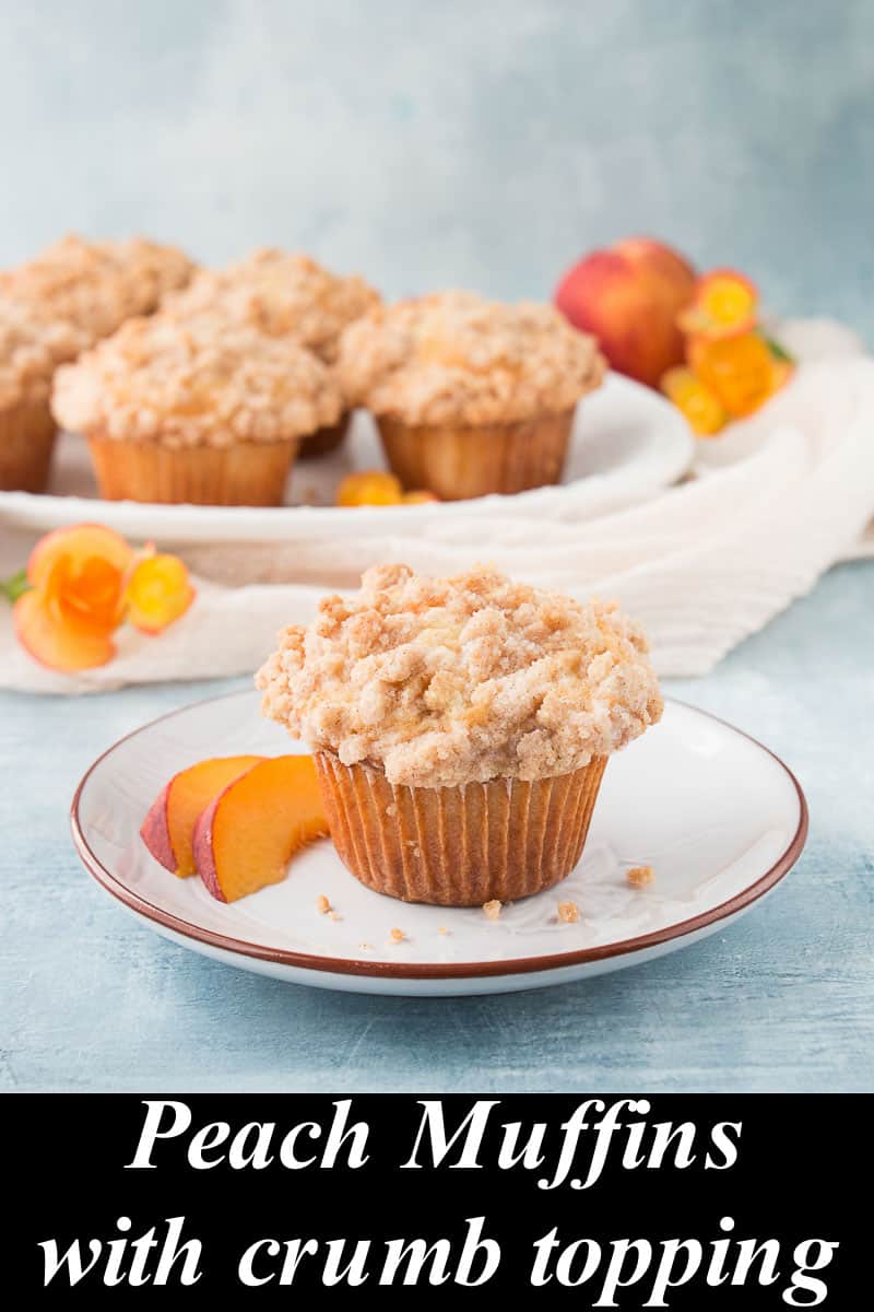 Peach Muffins with Crumb Topping - Little Sweet Baker