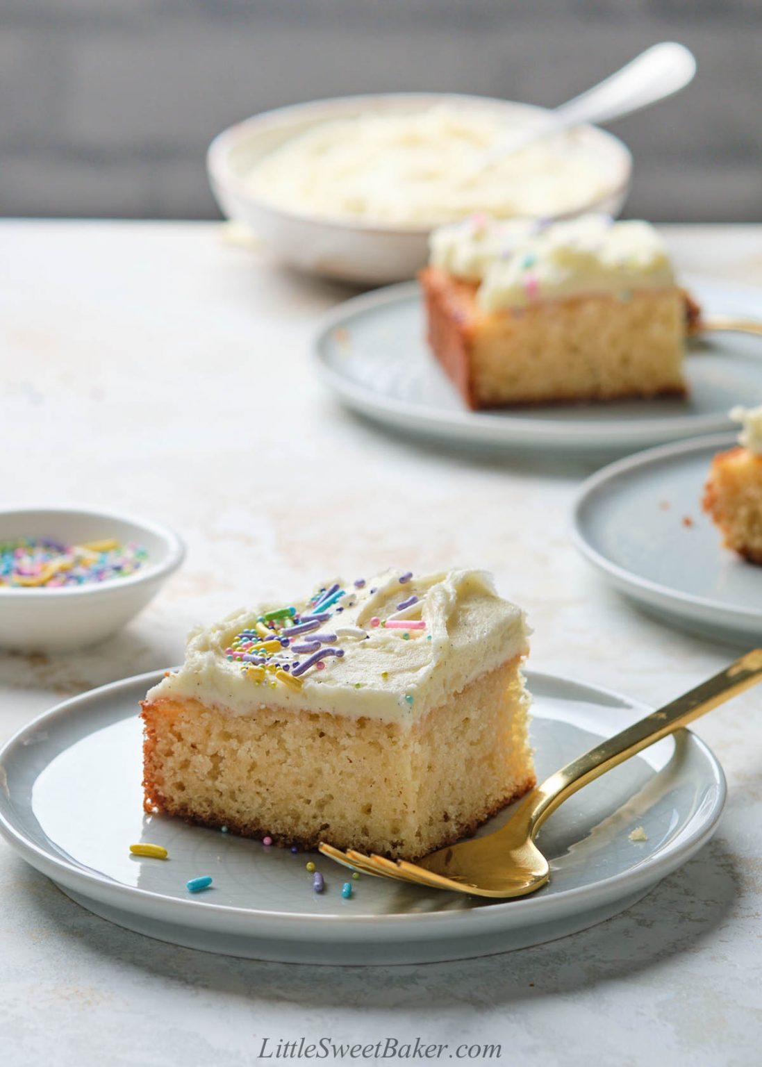 Vanilla Sheet Cake (Recipe + Video) - Little Sweet Baker