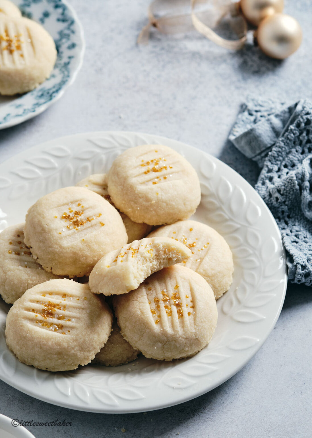 Whipped Shortbread Cookies {Just 3 Ingredients} - Little Sweet Baker