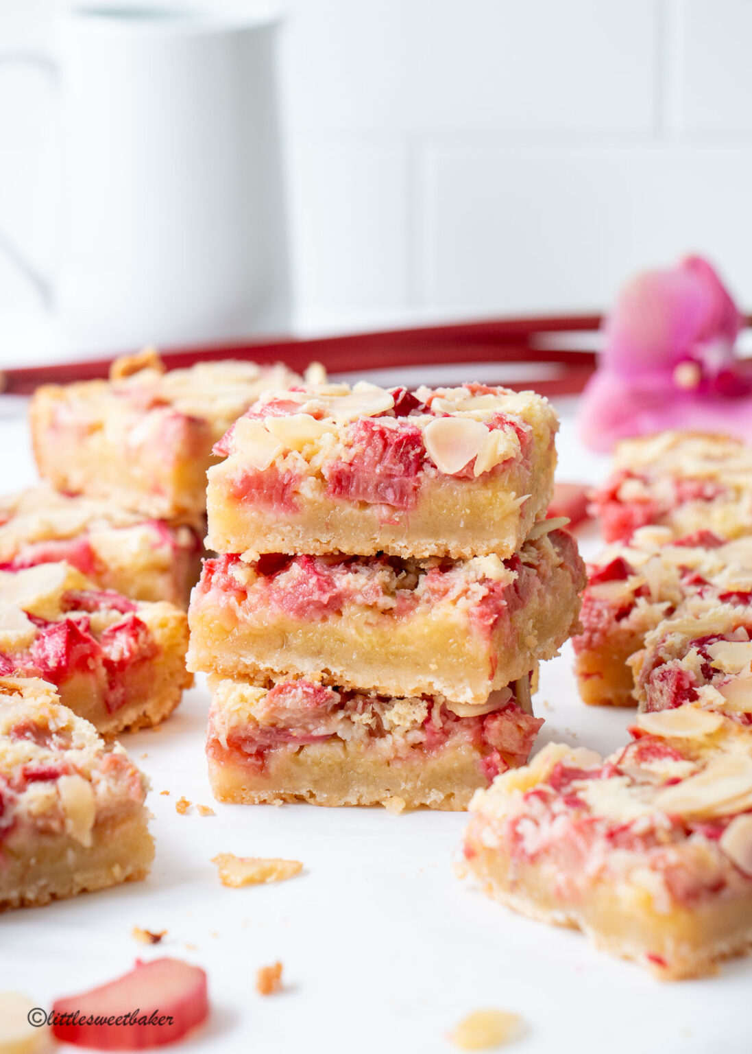 Rhubarb Custard Bars - Little Sweet Baker