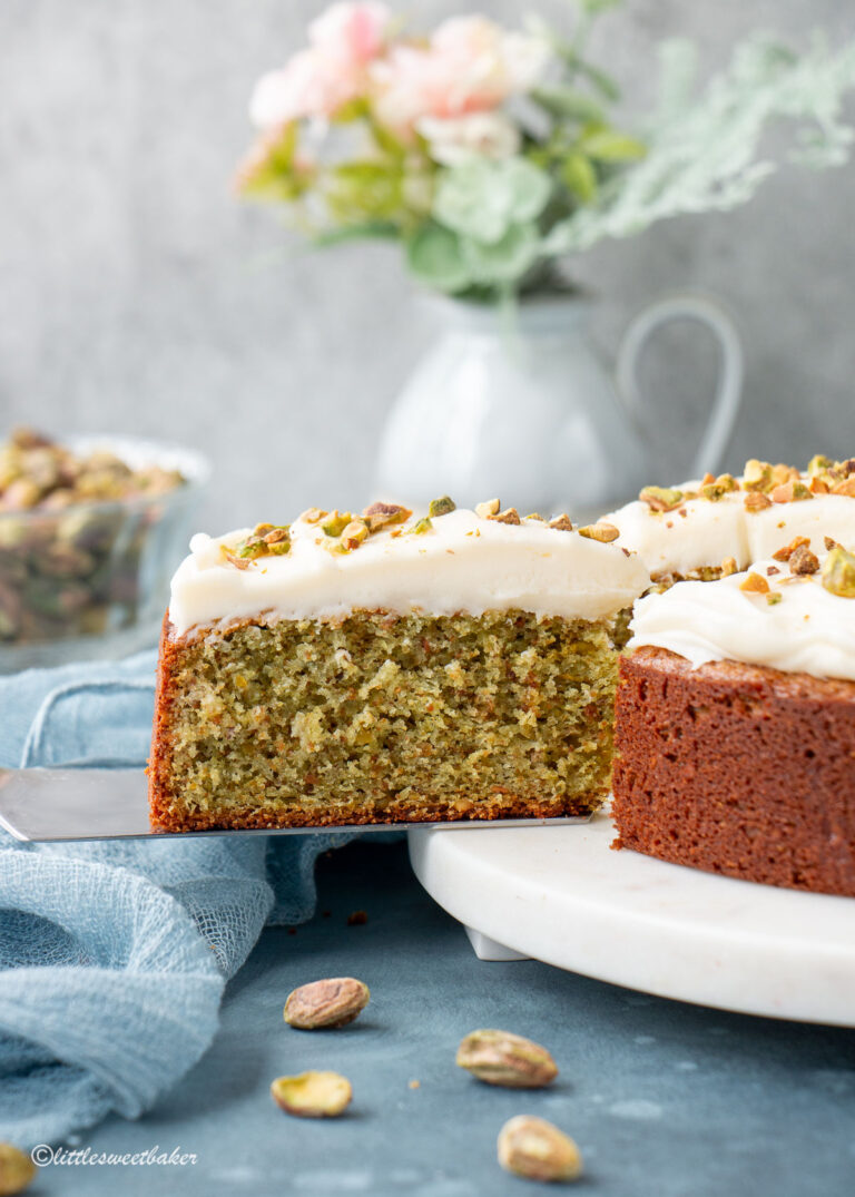 Pistachio Cake with Cream Cheese Frosting - Little Sweet Baker
