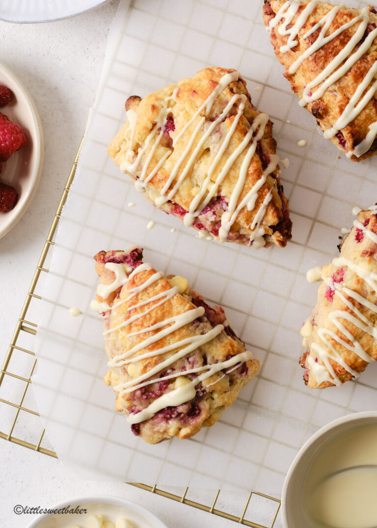 Raspberry White Chocolate Scones - Little Sweet Baker