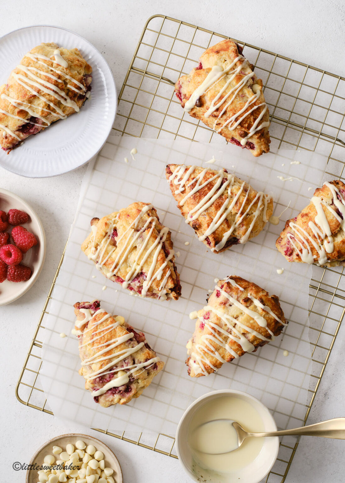 Raspberry White Chocolate Scones - Little Sweet Baker
