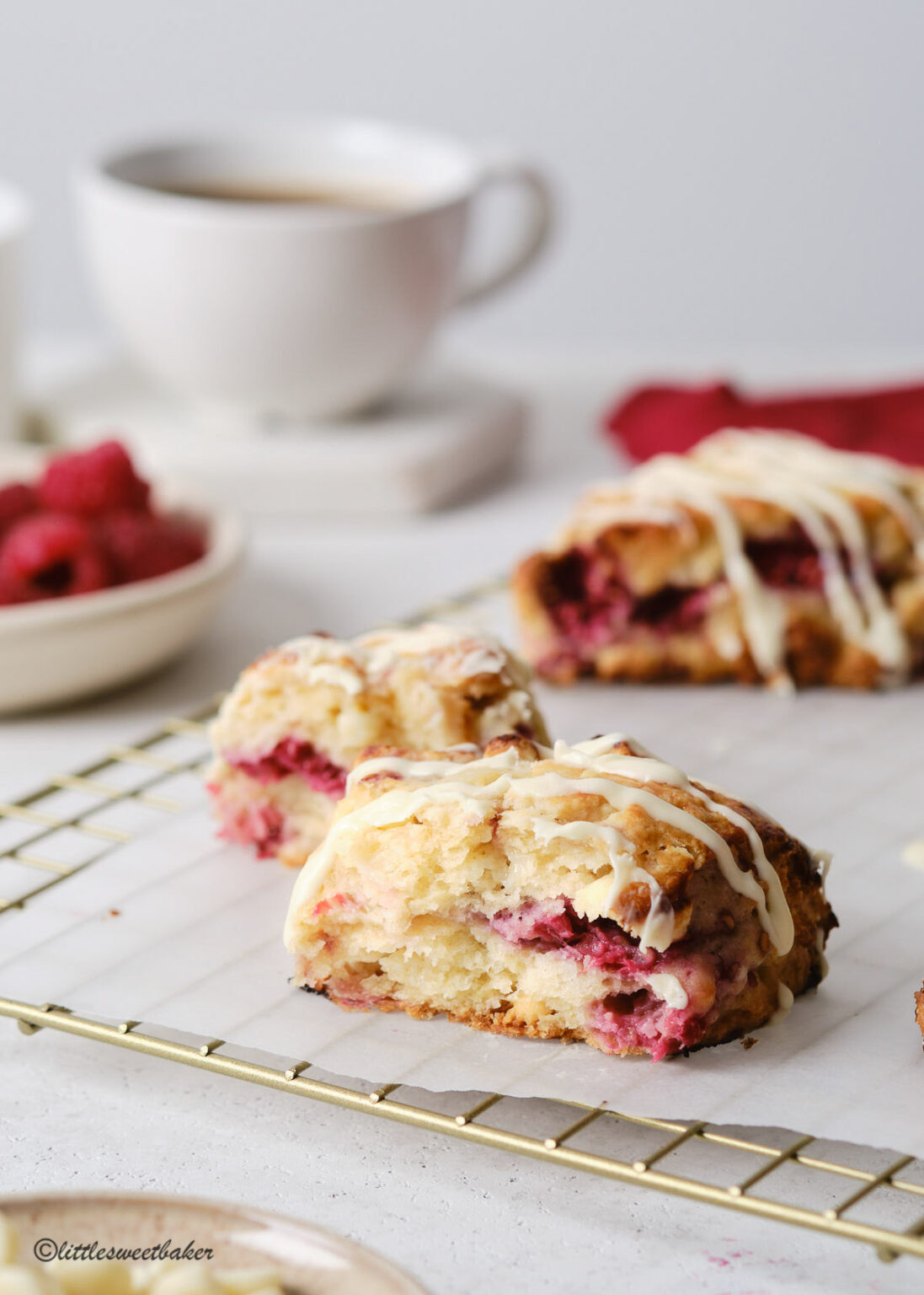 Raspberry White Chocolate Scones - Little Sweet Baker